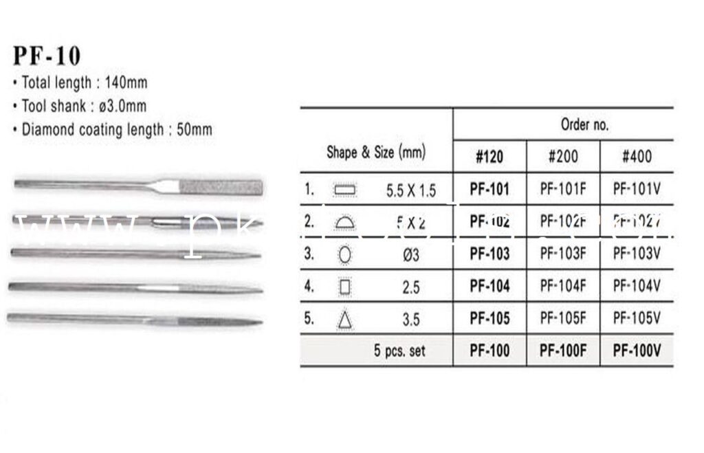 PKMTools ตะไบเพชรรุ่นเล็ก PF-10 (5pcs./set) – PKM Tools Abrasive Co.,Ltd.